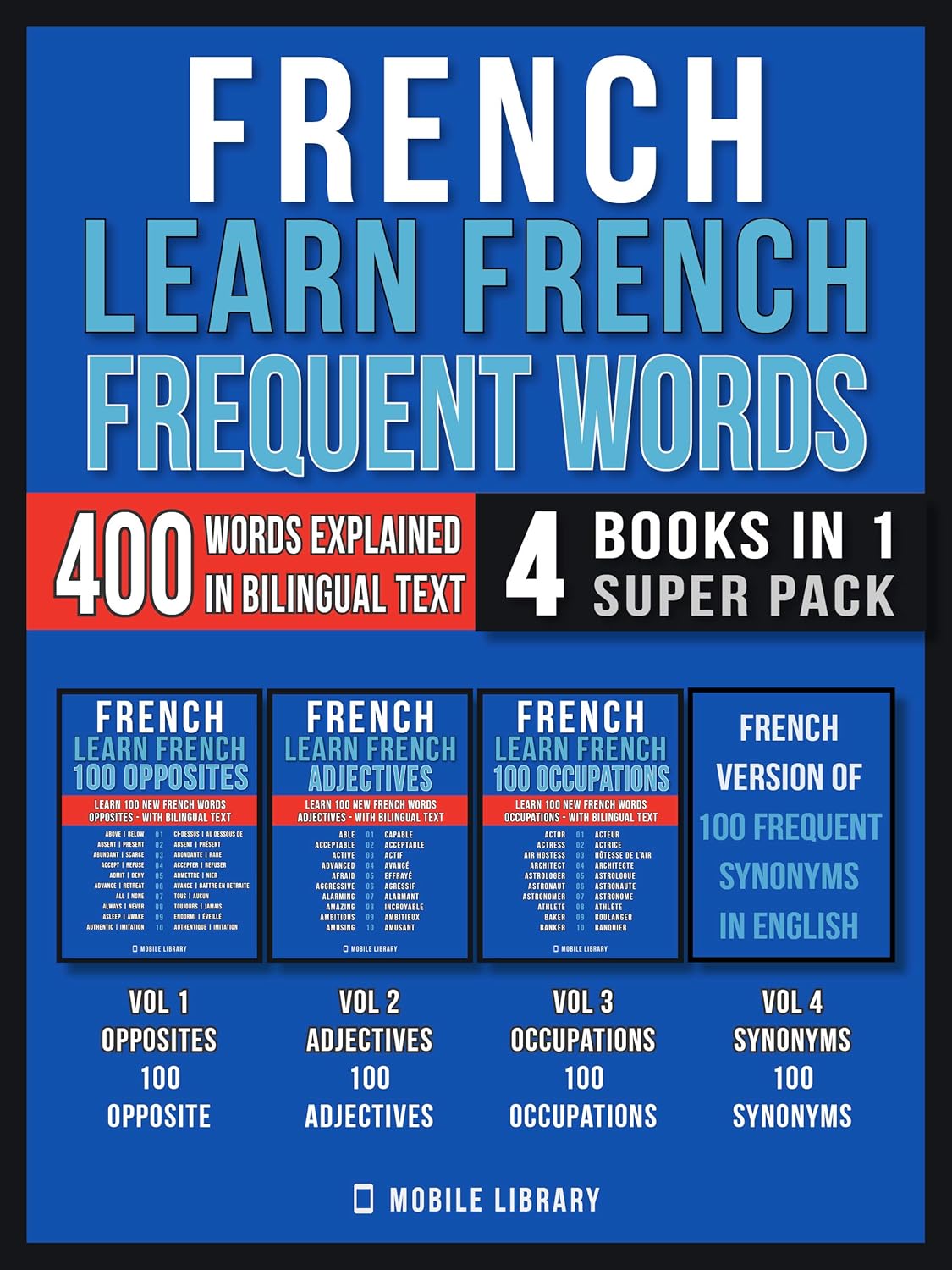 Amazon.com: French - Learn French - Frequent Words (4 Books in 1 Super ...