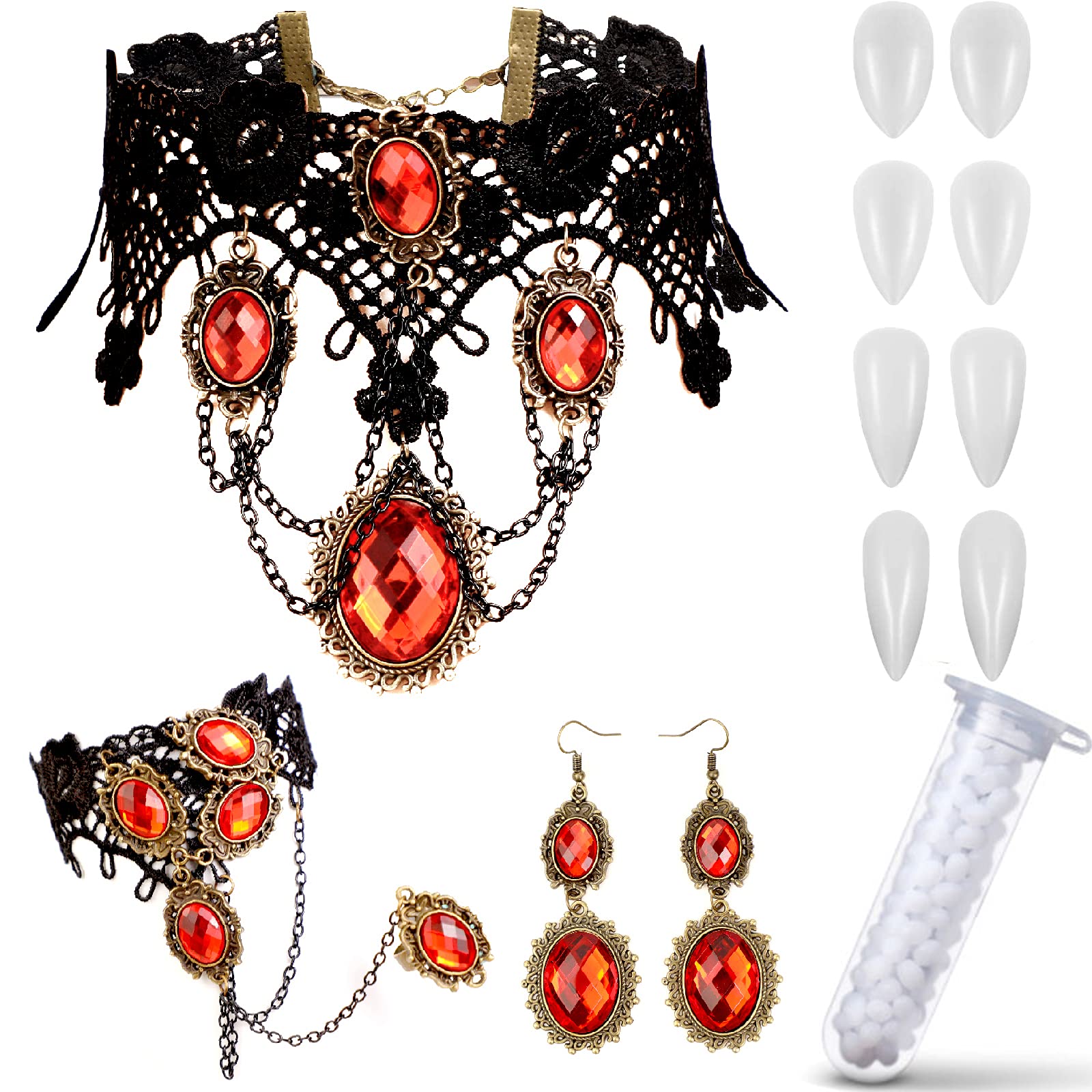 Amazon.com: Joottuan Vampire Necklace Black Lace Choker Necklace Gothic ...