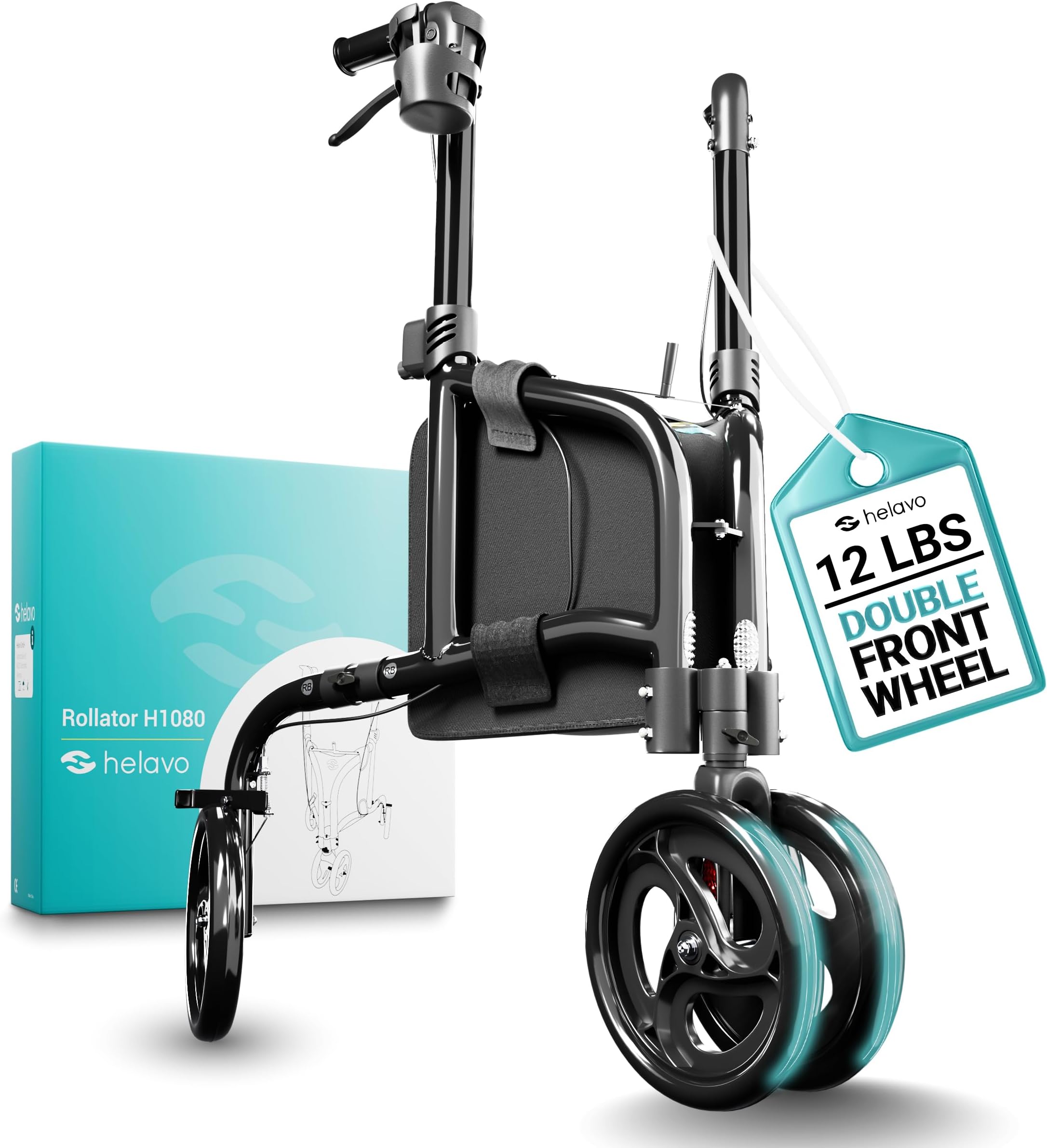 Amazon.com: Helavo 3 Wheel Rollator Walker for Seniors, 3 x More Stable ...