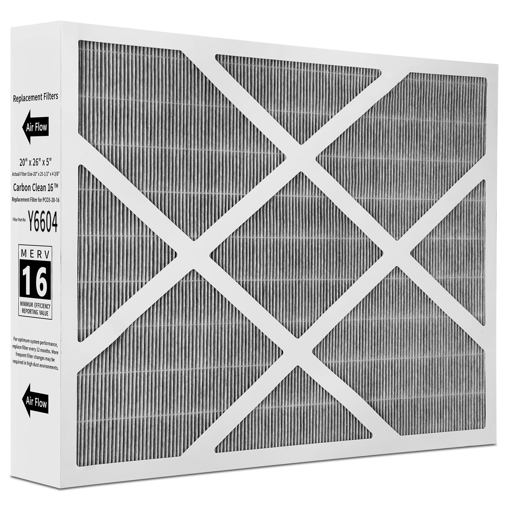 One Pack Y6604 MERV 16 Air Filter, 20x26x5 Inches MERV16 Air Filter ...