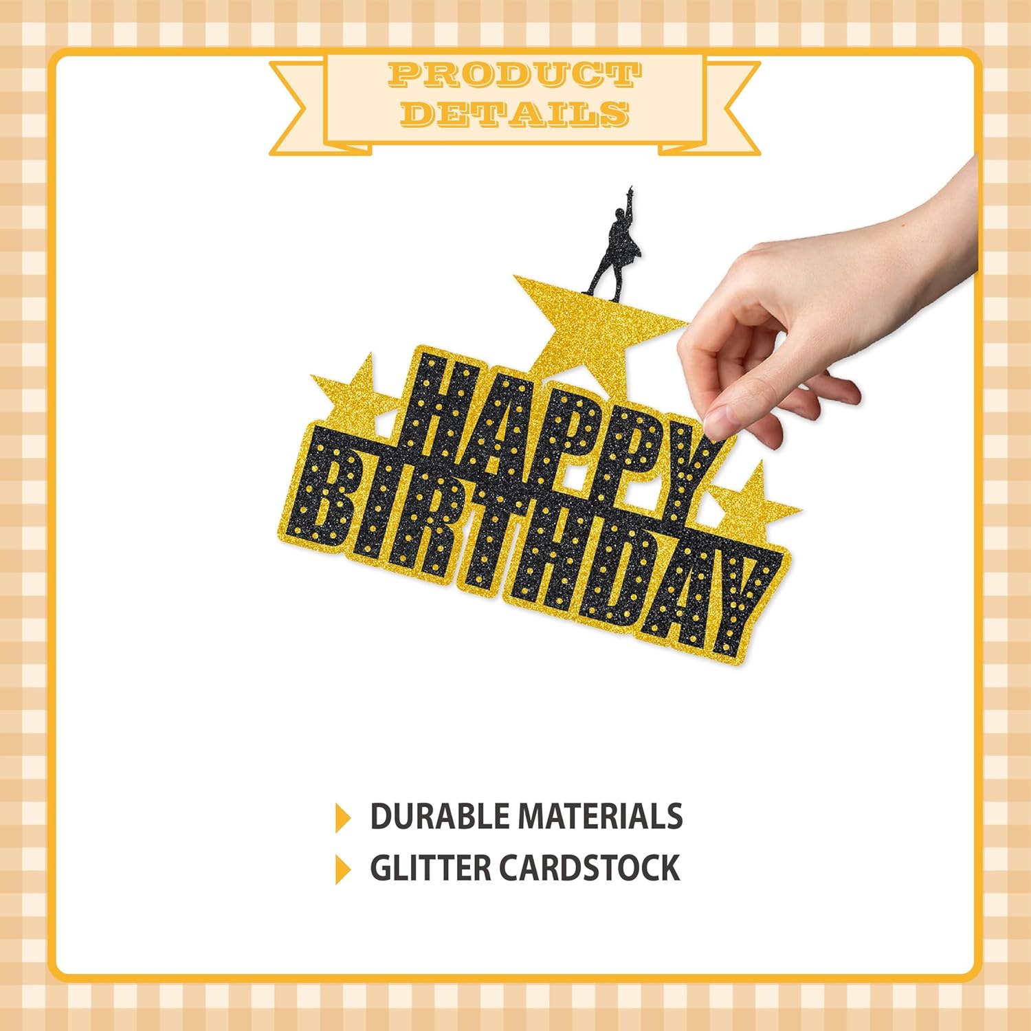 Hamilton Happy Birthday Cake Topper Glitter Hamilton Birthday Party ...