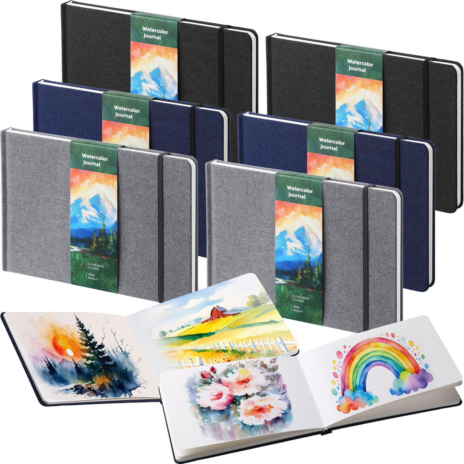 Amazon.com: Mooliwe 6 Pcs Watercolor Sketchbook Journal Watercolor ...