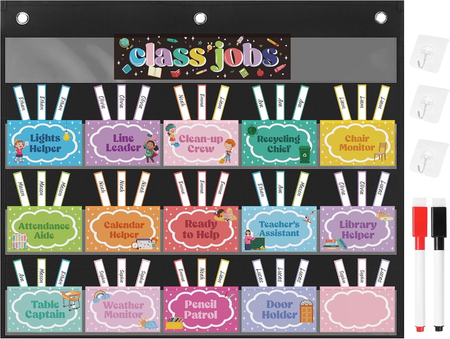 Amazon.com: MENIFEND Class Jobs Chart for Classroom: 70 Pcs Colorful ...