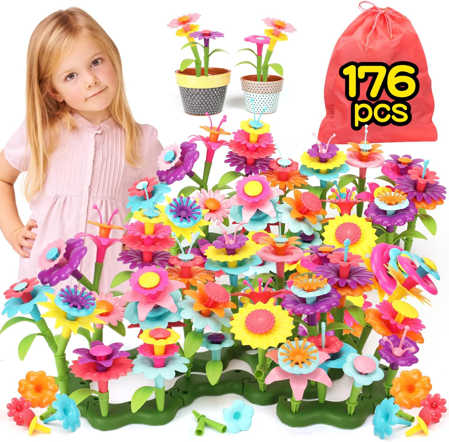Flower Garden Building Toys for Girls Boys Gifts (176 PCS) , Stacking ...