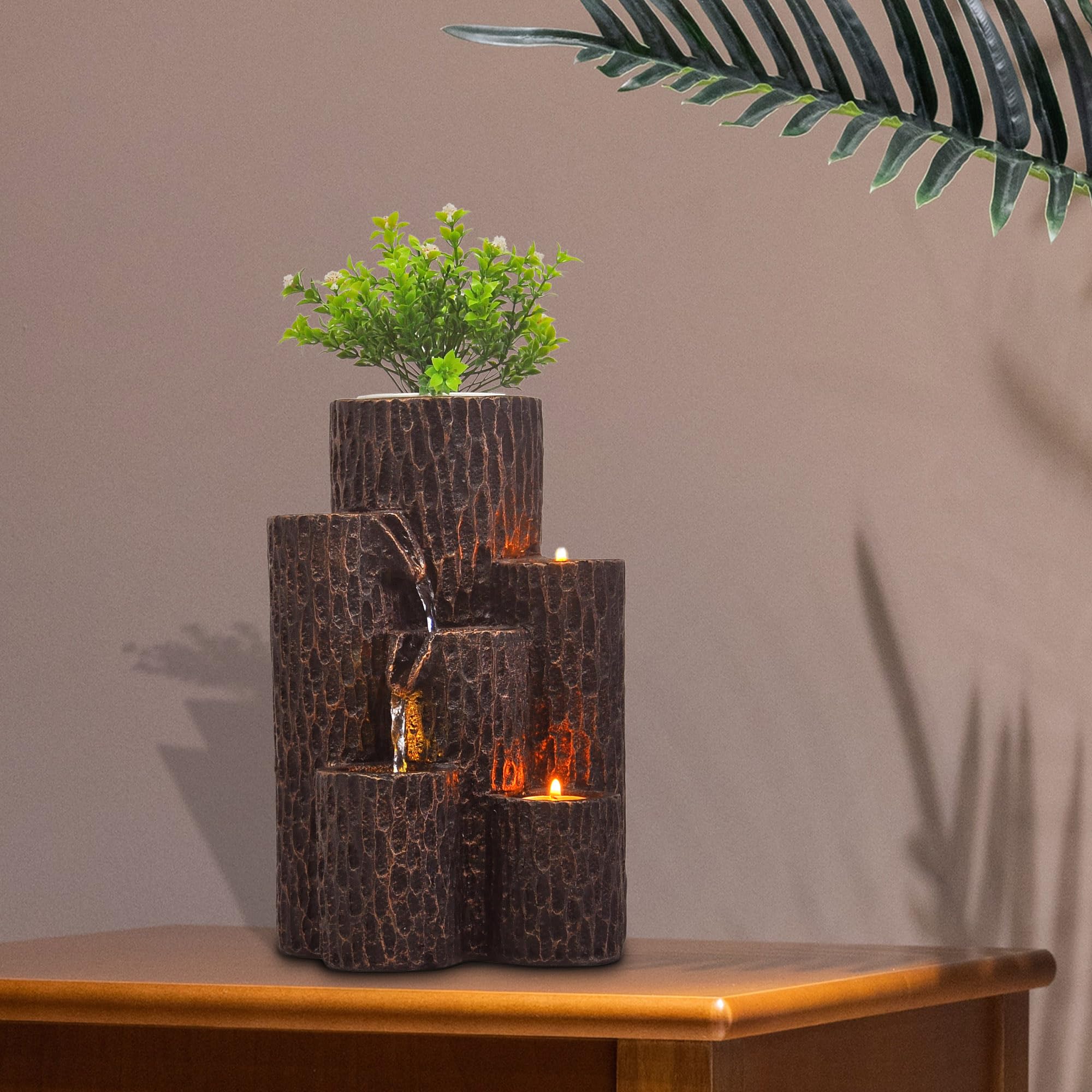 Greyhoo Indoor Water Fountain 3 Tier Column Tabletop Fountain ...