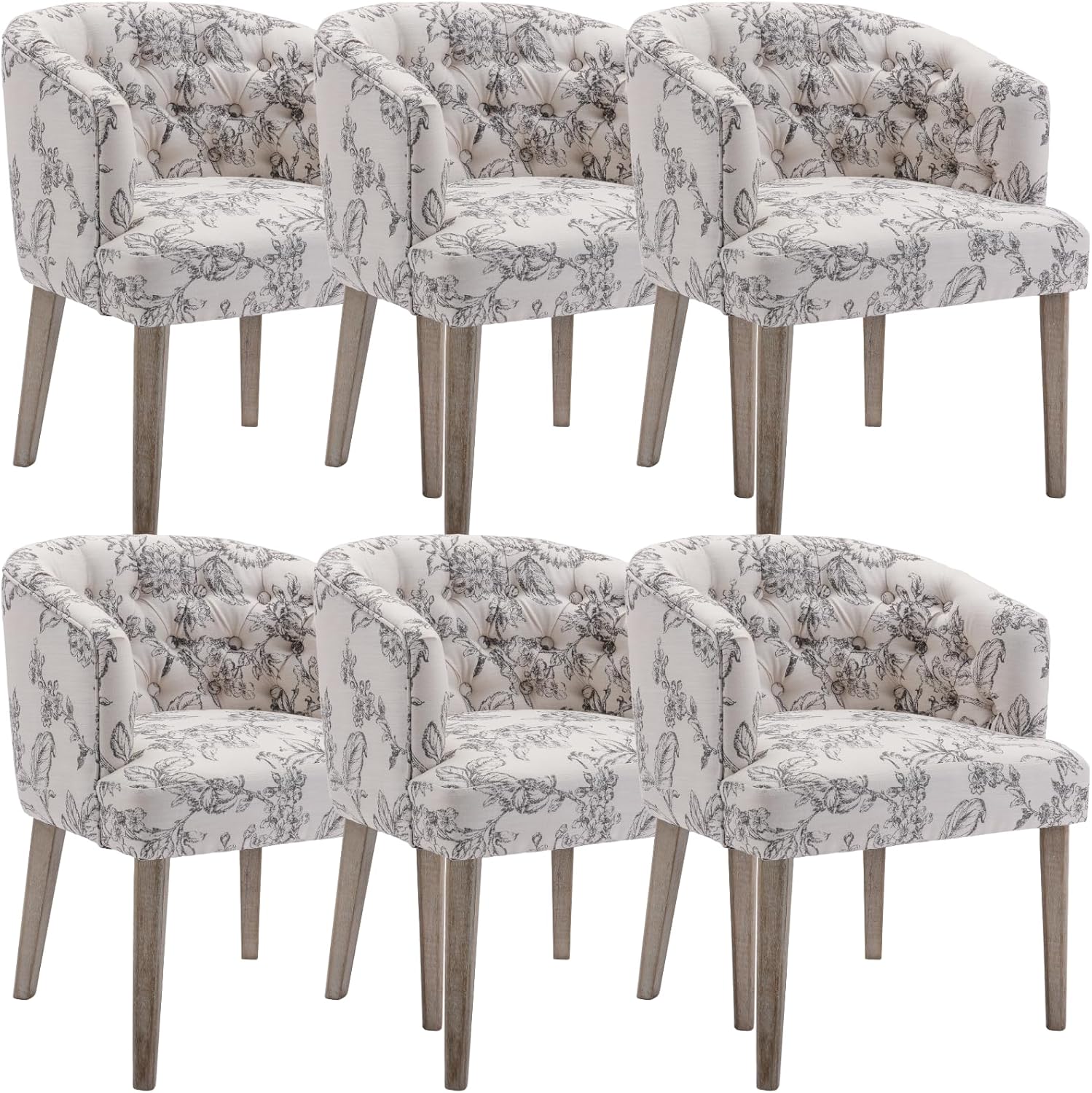 Amazon.com - Ya-Home Mid-Century Modern Dining Chairs Set of 6, Tufted ...