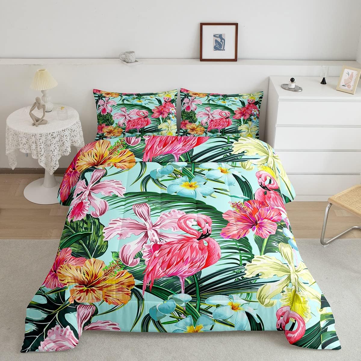 Amazon.com: Erosebridal Pink Flamingo Bedding King Size for Girls Women ...