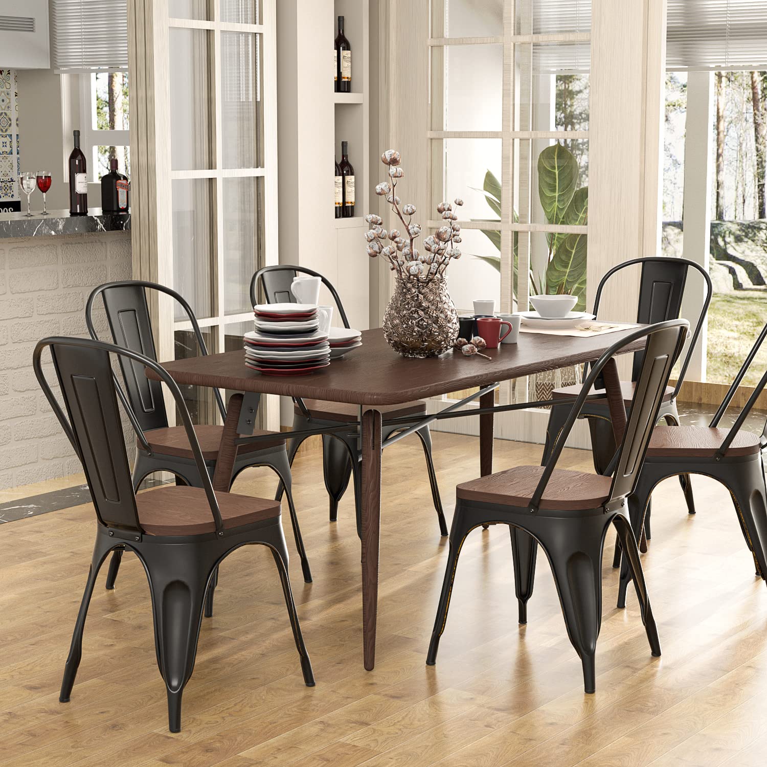 Snapklik.com : Shahoo Metal Dining Chairs Classic Iron Stackable ...