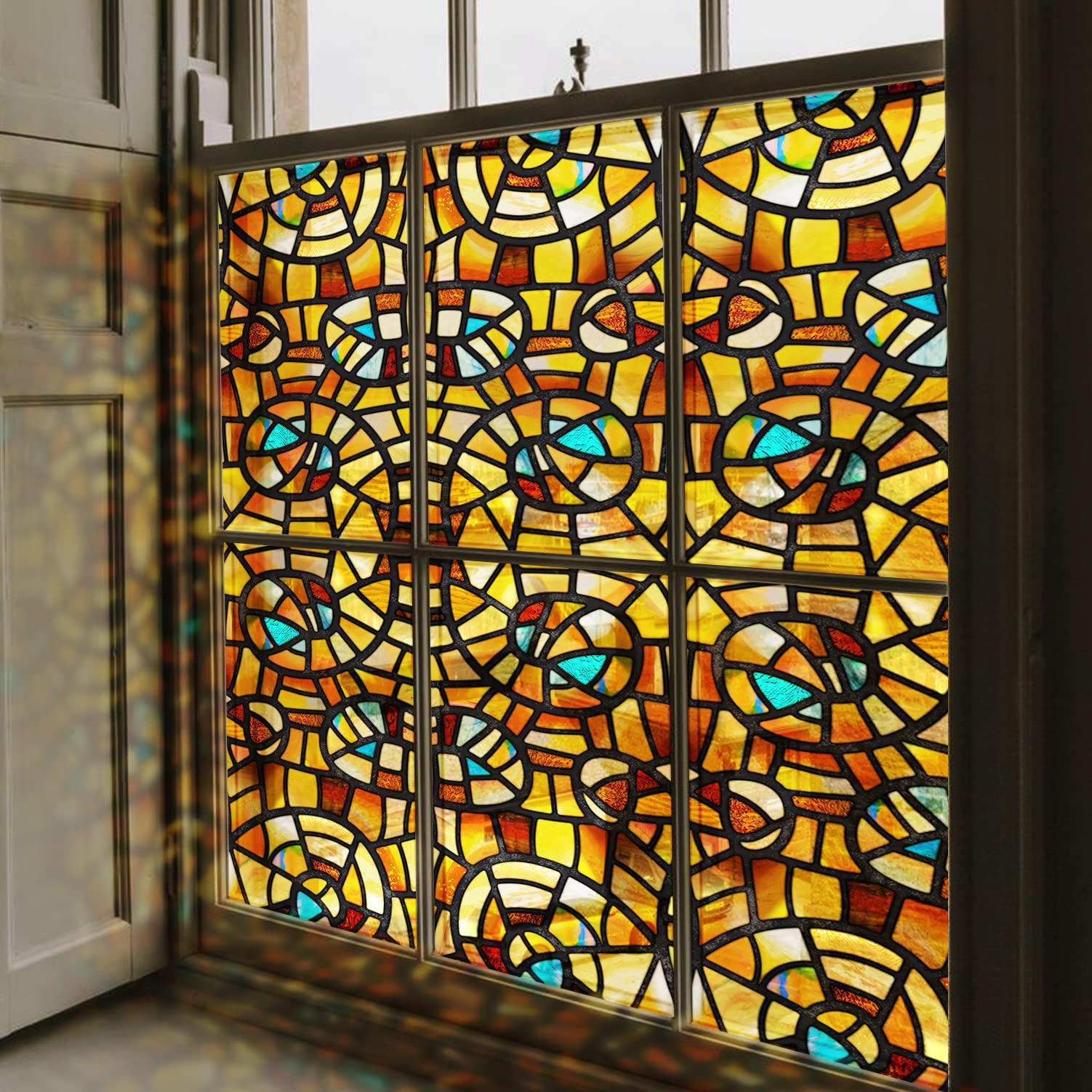 Frosted Glass Privacy Window Film, Non-Adhesive Hand-Drawn Door Window ...