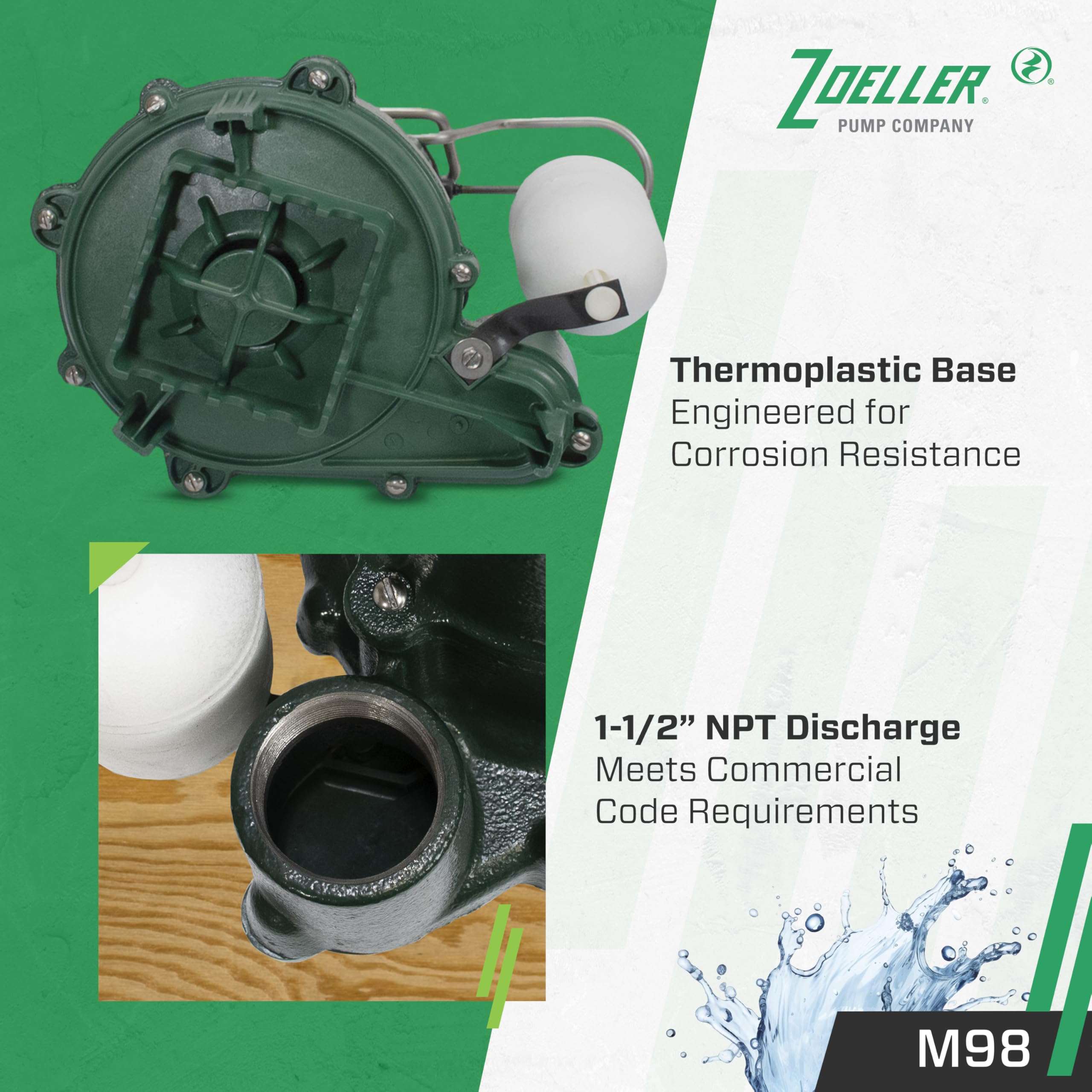 Snapklik.com : M98 Flow-Mate Sump Pump - 1/2 HP - Cast Iron - LED Power ...