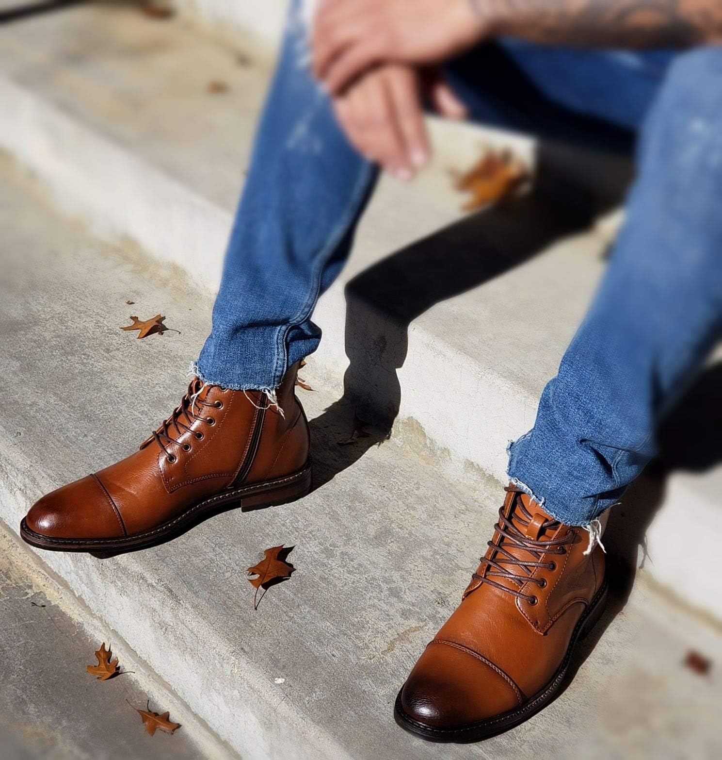 Snapklik.com : Jazame Mens Carson Distressed Cap Toe Tall Motorcycle ...