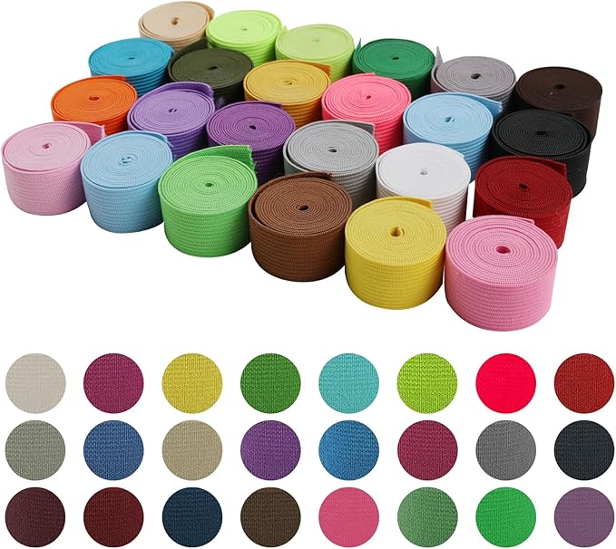 XoeLLe 24 Colors Flat Elastic Band, 20mm Wide Flat Elastic Bands for ...