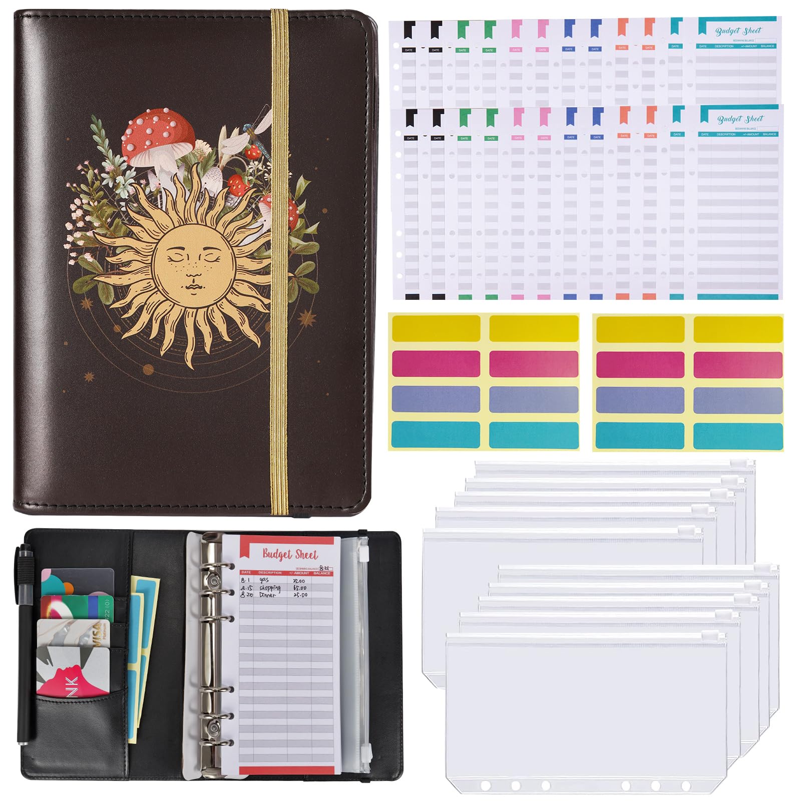 Amazon.com : Budget Binder with Zipper Envelopes, A6 Binder with Cash ...