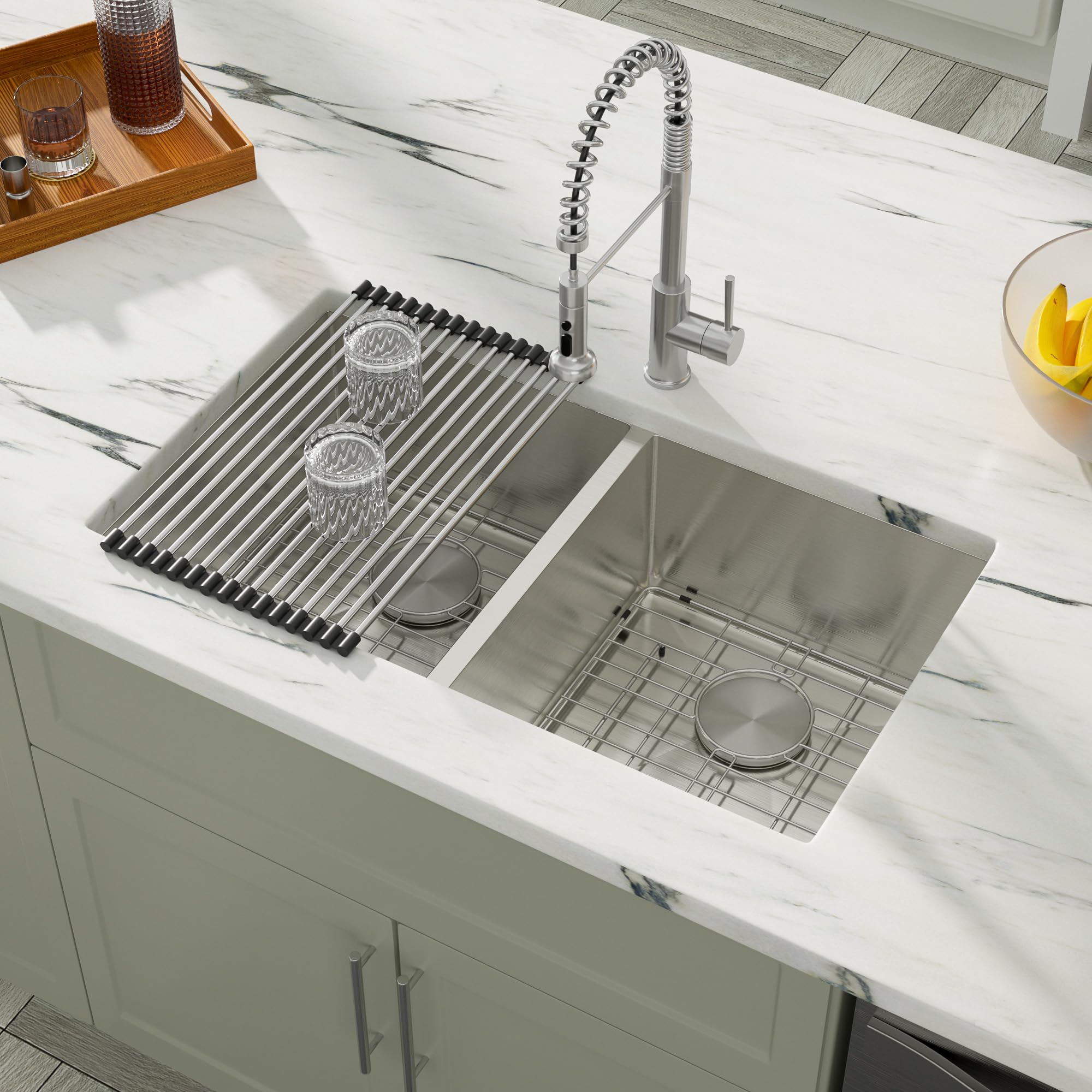 Snapklik.com : Dcolora 33 Inch Undermount Double Bowl Kitchen Sink 50/ ...