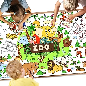 Amazon.com: Giant Coloring Poster,35x72Inch Zoo Animal Activity Drawing ...