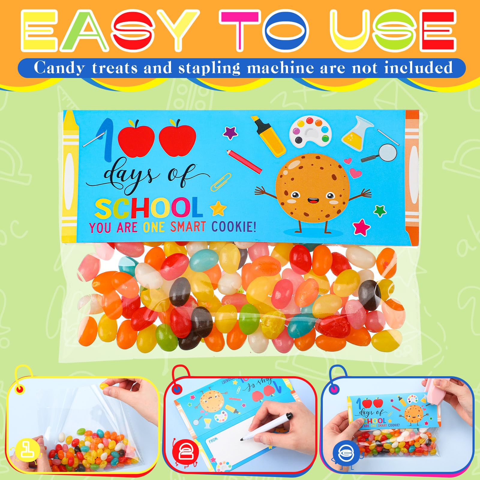 Snapklik.com : Tioncy 48 Set 100th Days Of School Treat Bag Toppers And ...