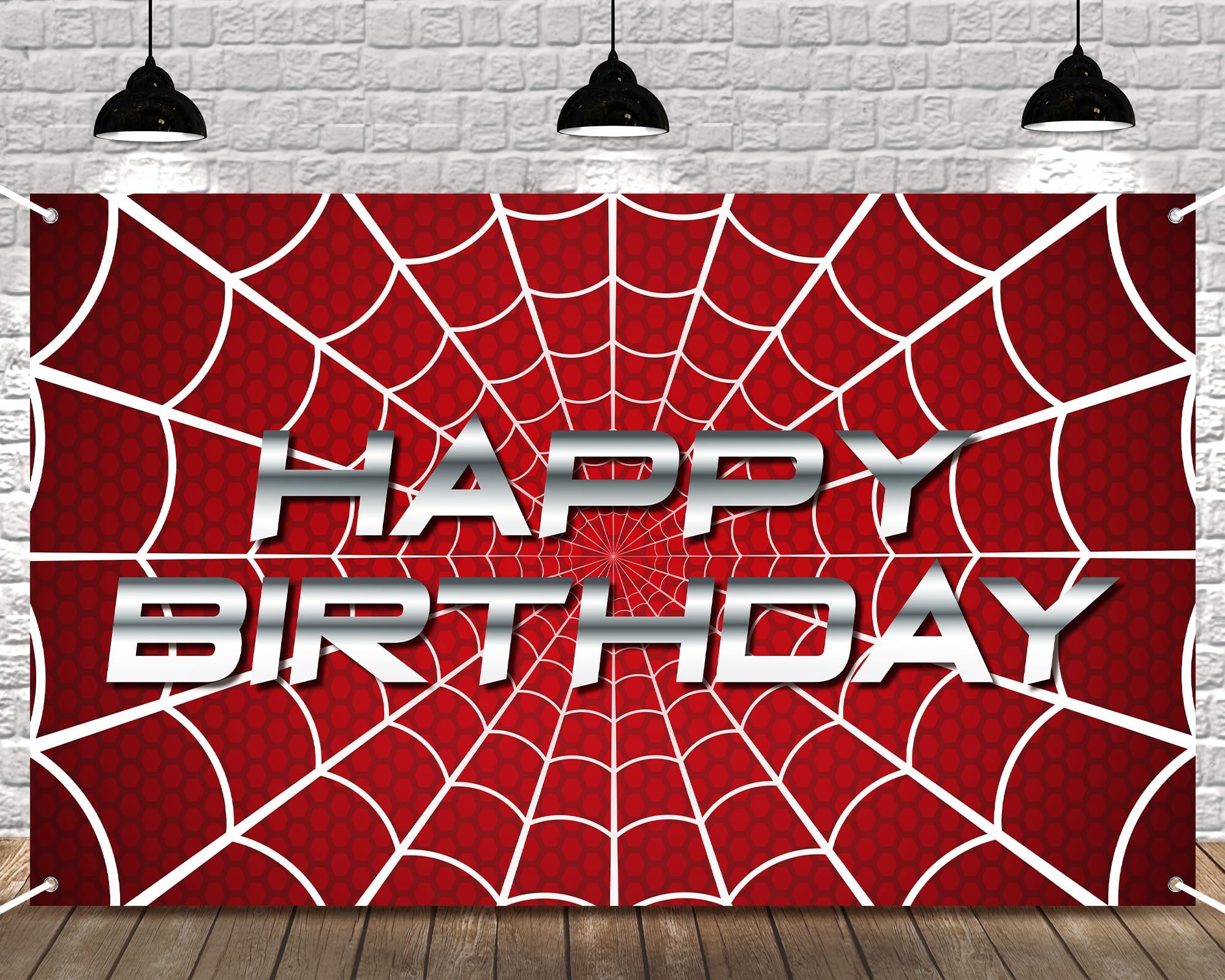 Amazon.com : HunnmingRe Happy Birthday Spider Web Backdrop Party ...
