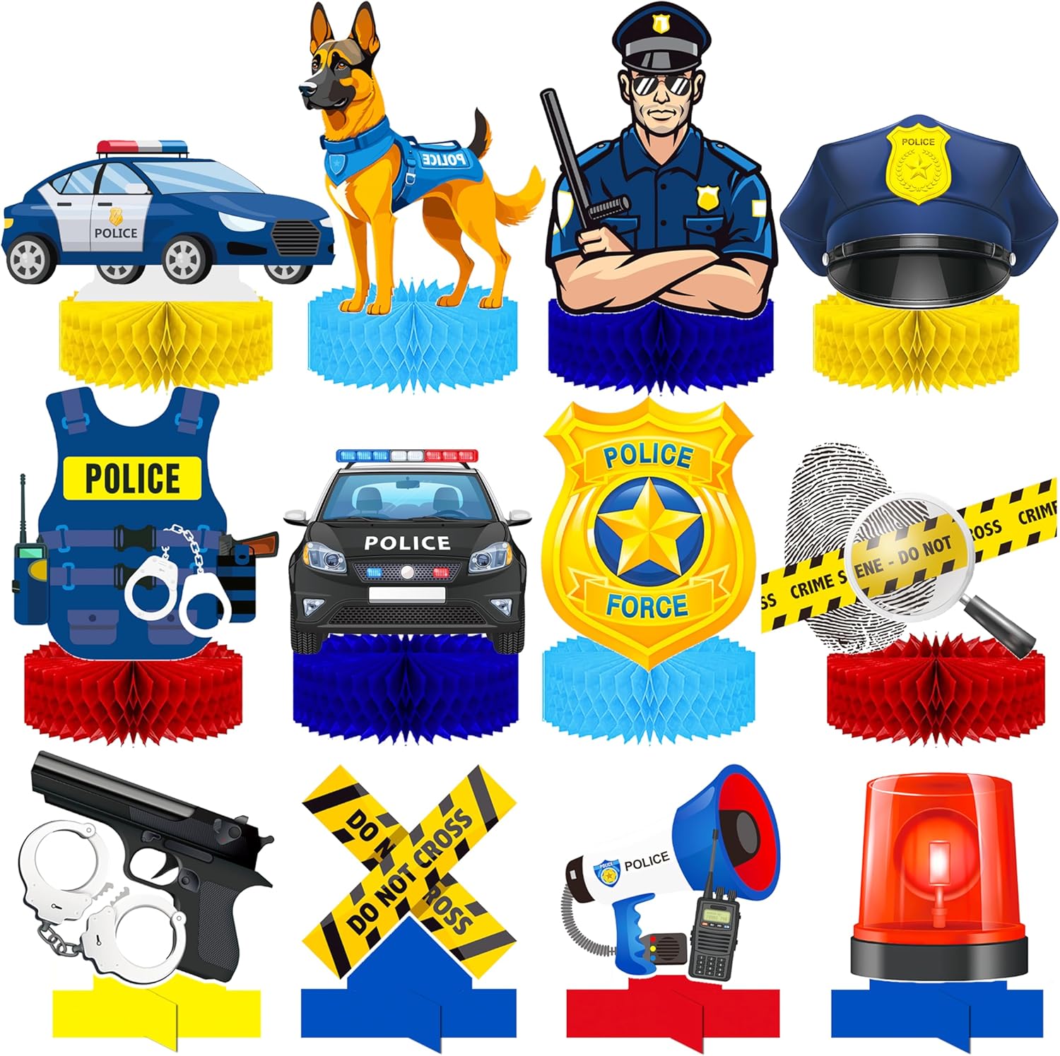 Amazon.com: 14pcs Police Party Honeycomb Centerpieces Police Birthday ...