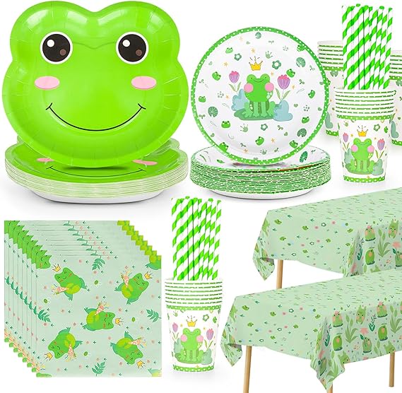 Amazon.com: Frog Birthday Decorations Paper Plates Disposable Party ...