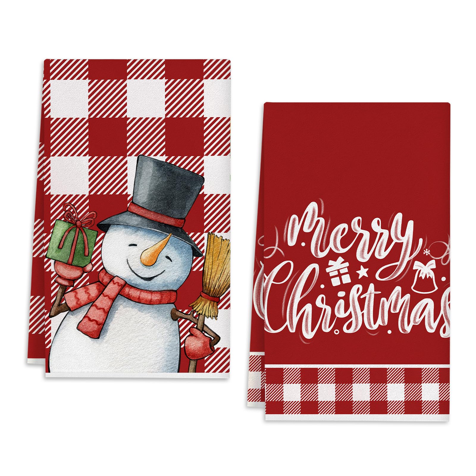 Amazon.com: Cloudfomila Christmas Kitchen Towels Set of 2, White Red ...