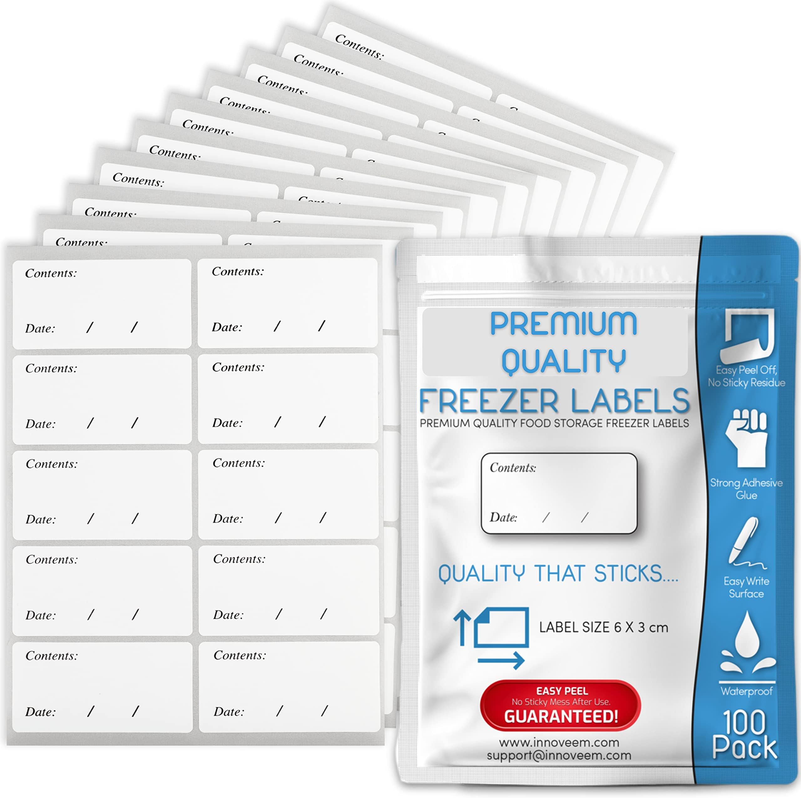 Innoveem Freezer Labels Easy Peel Off - Frozen Food Labels Stickers ...