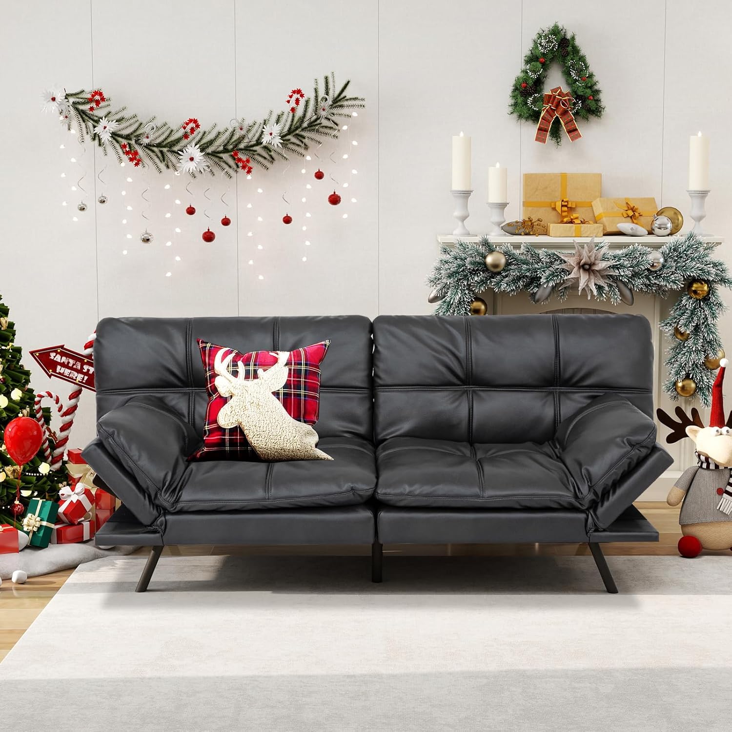 Amazon.com: MUUEGM Futon Sofa Bed, 71" Futon Couch Filled with Memory ...