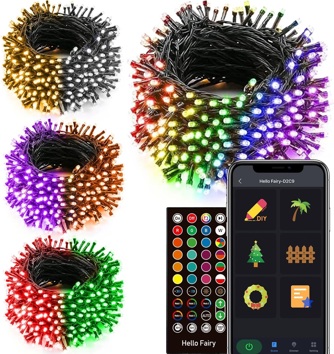 Smart Christmas Lights Outdoor, 99Ft 300LEDs Static Dynamic Christmas ...