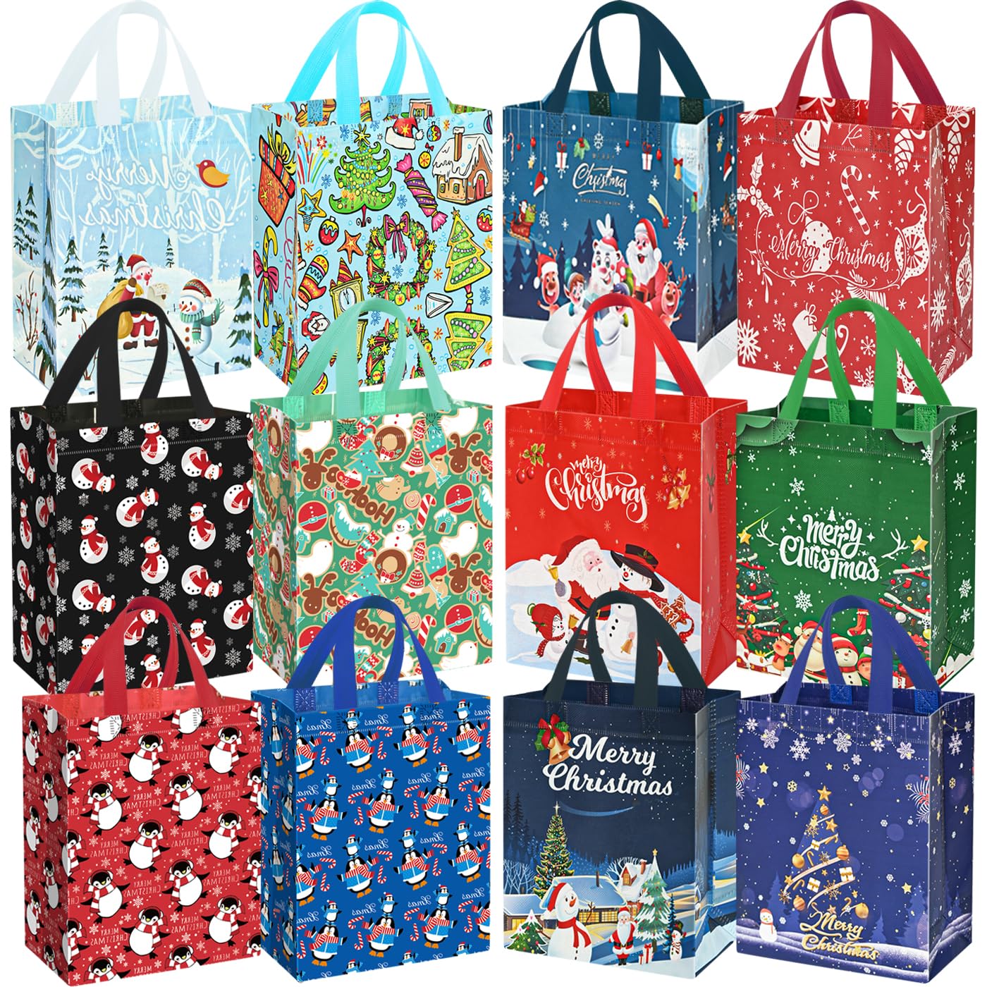 Amazon.com: DECHISY 12Pack Small Christmas Gift Bags, Non-woven ...