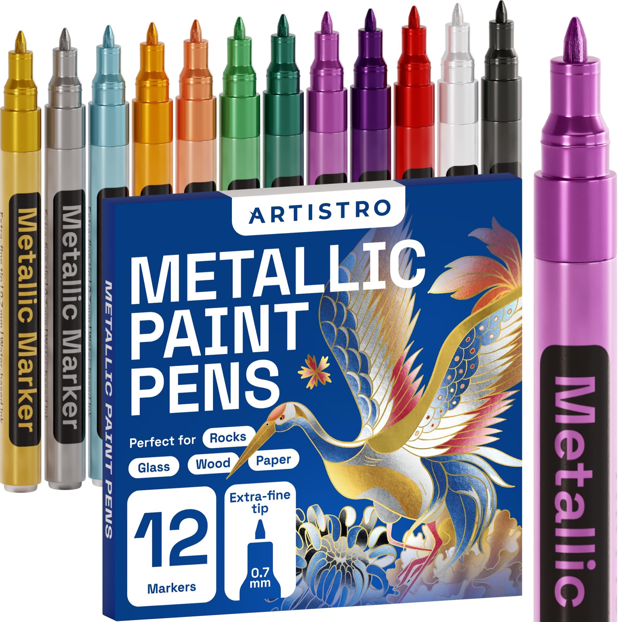 Amazon.com: 28 Metallic Colors Dual Tip Acrylic Paint Markers, Brush ...