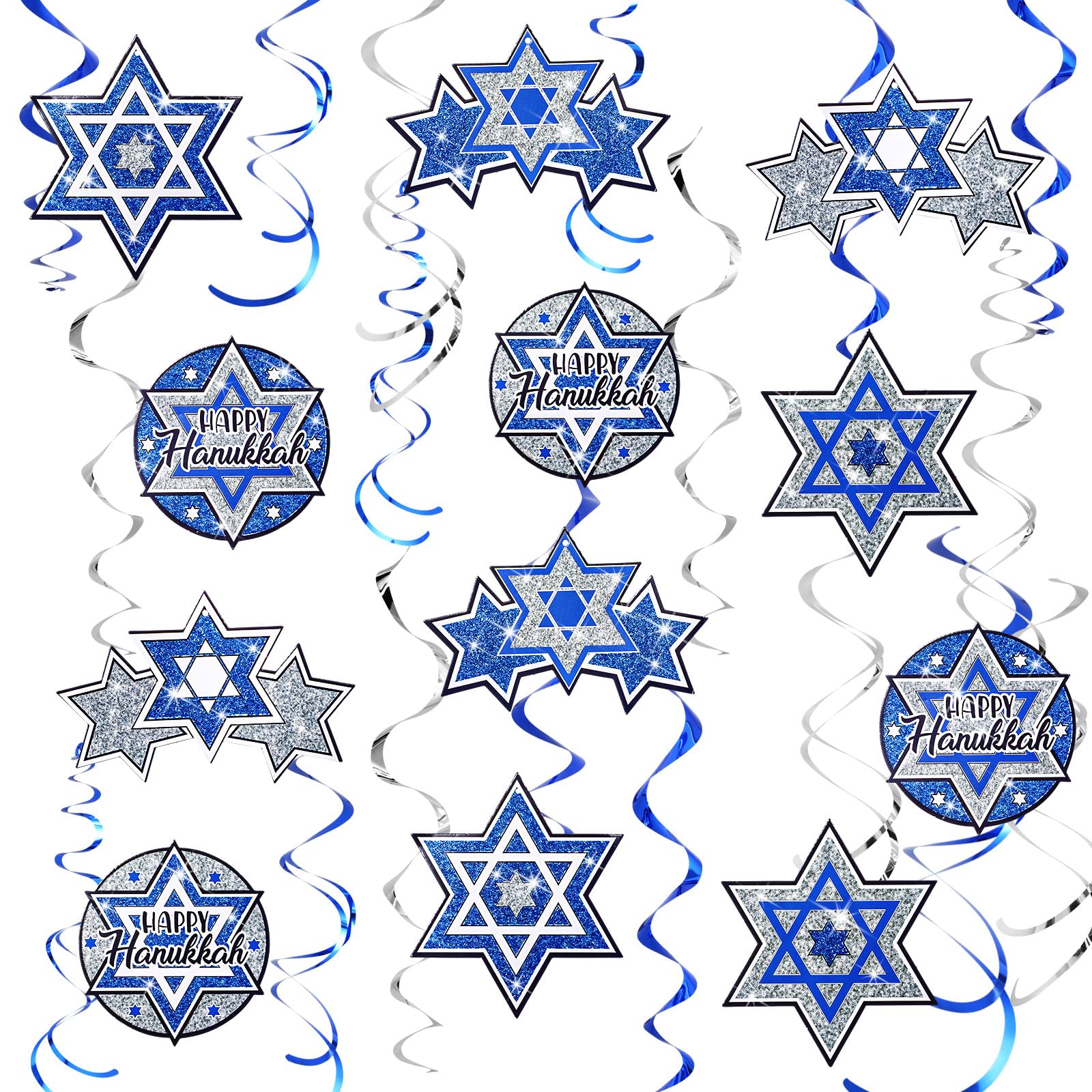 Amazon.com: Vercraft 36pcs Hanukkah Decorations Swirls with Foil ...