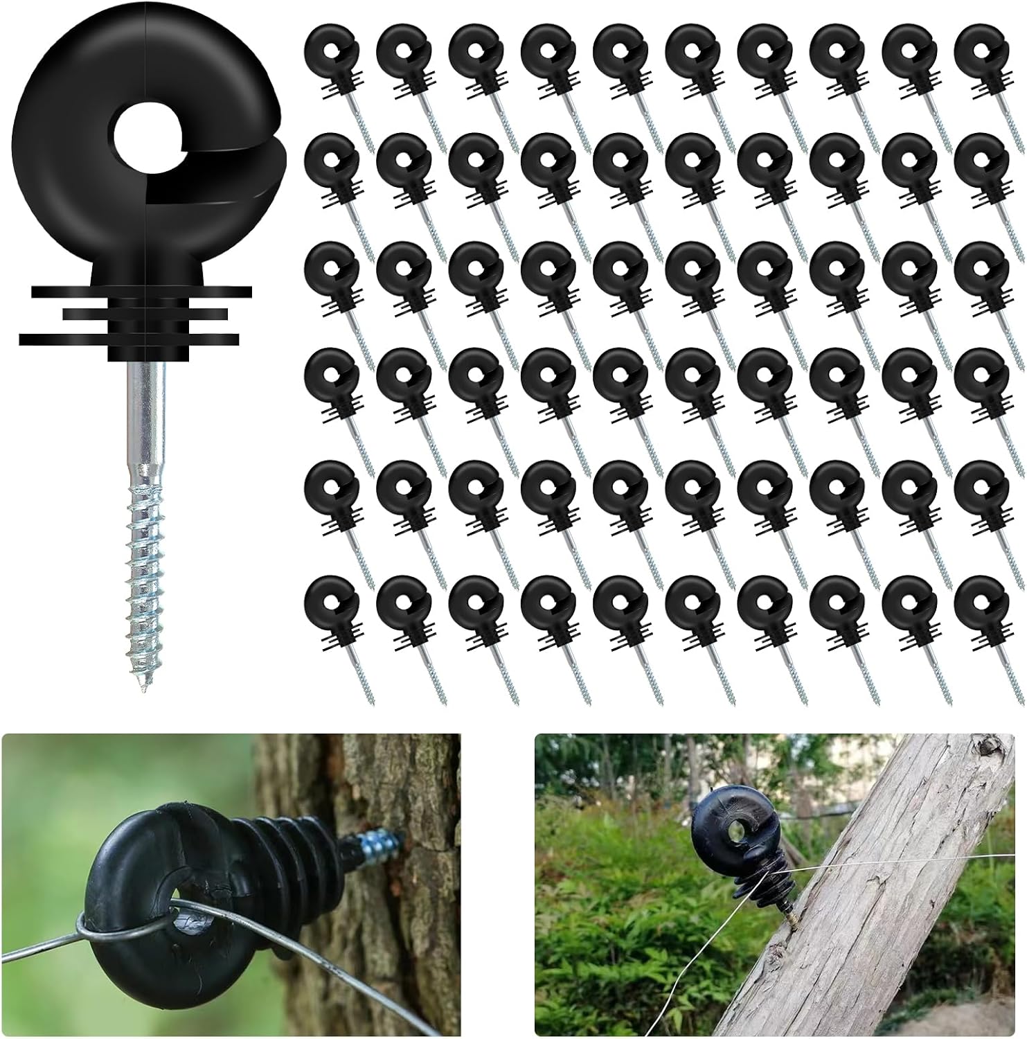 Amazon.com: VinBee 60PCS Electric Fence Insulators for Wire,Screw-In ...