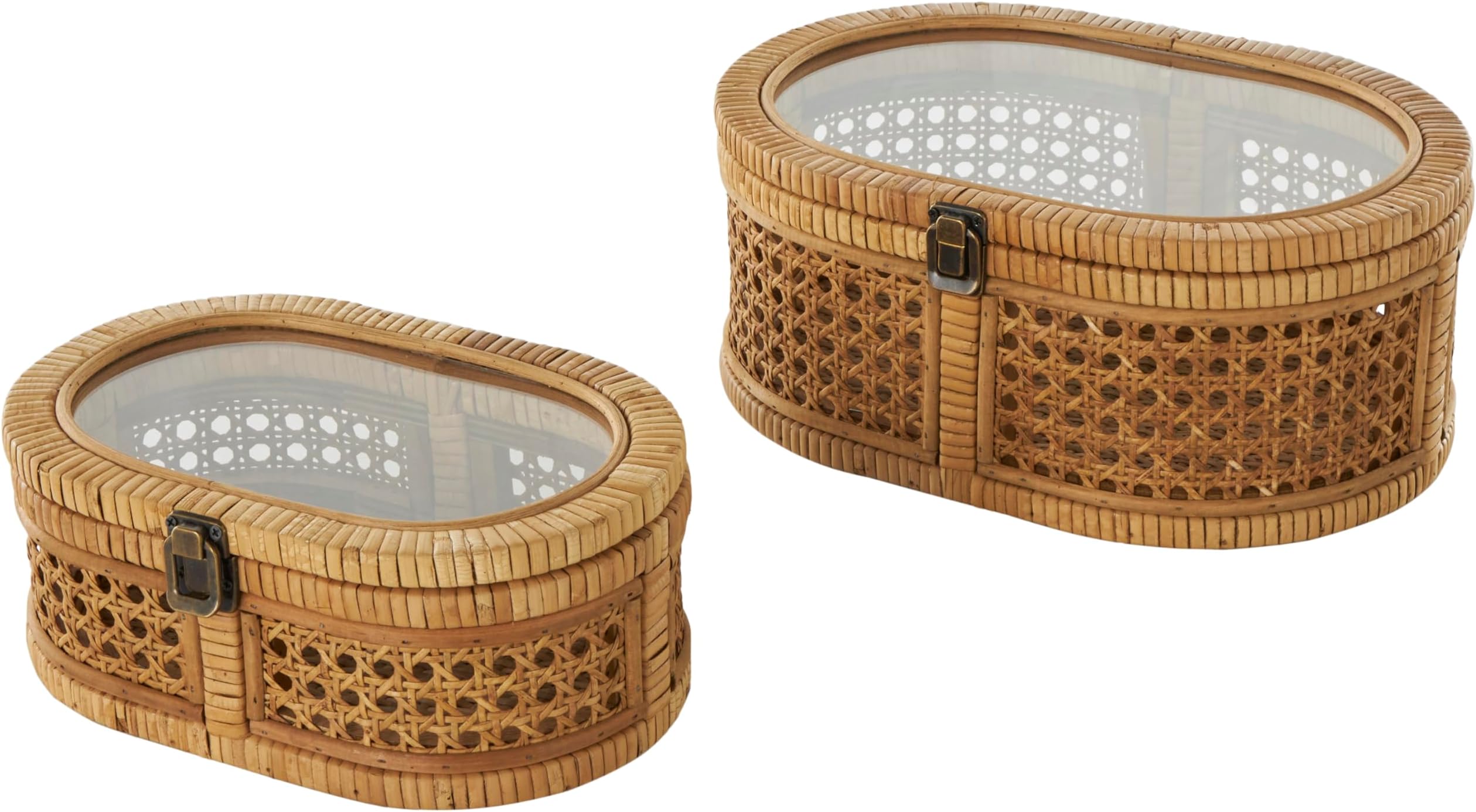 Amazon.com: Creative Co-Op Modern Decorative Oval Woven Rattan, Set of ...