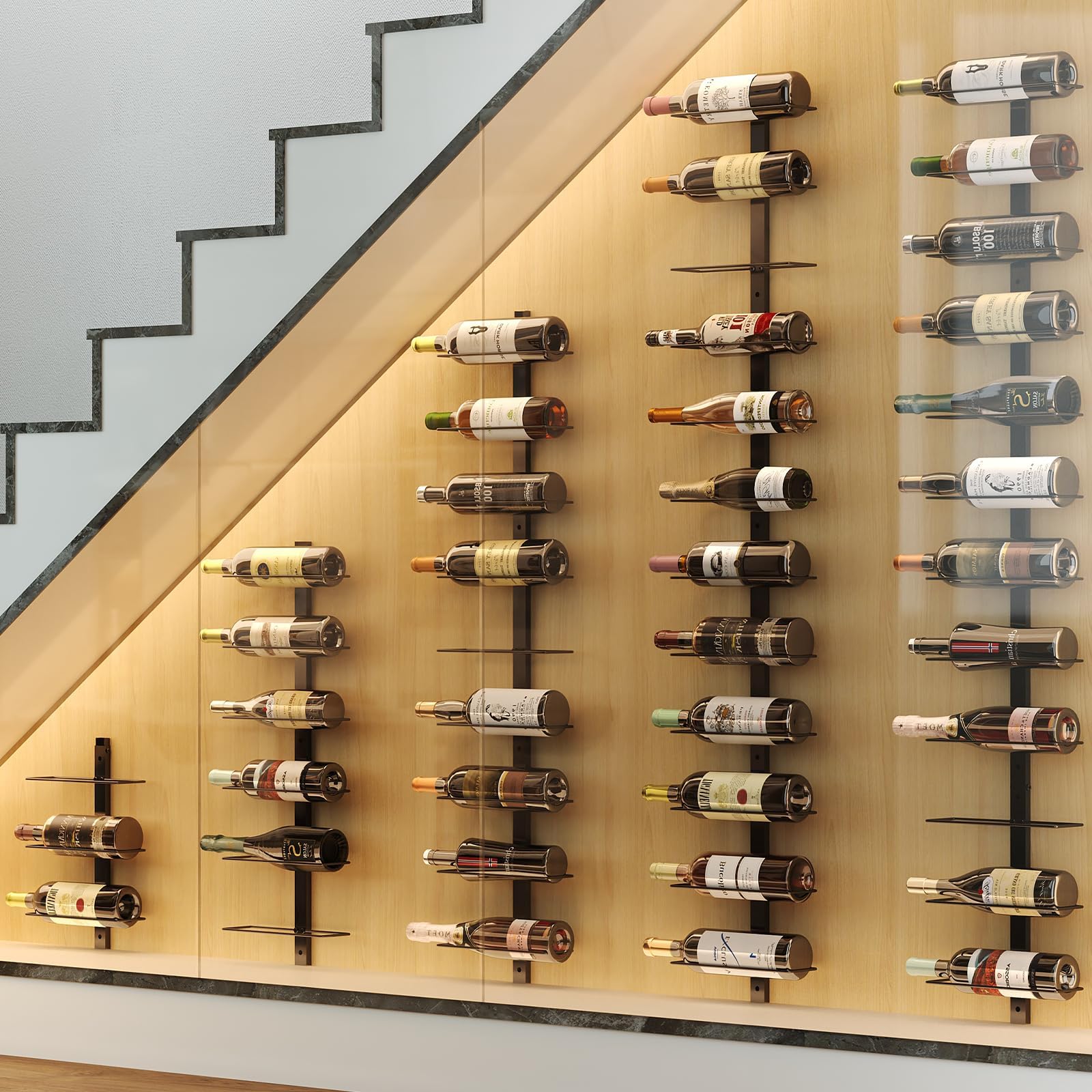 Amazon.com: Luxinova Wine Rack Wall Mounted, Premium Black 12 Bottle ...