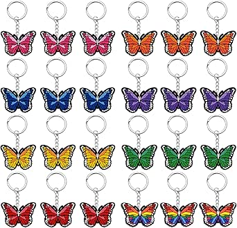 Amazon.com: 24Pack Butterfly Keychains Bulk Cute Key Chain Party Favor ...