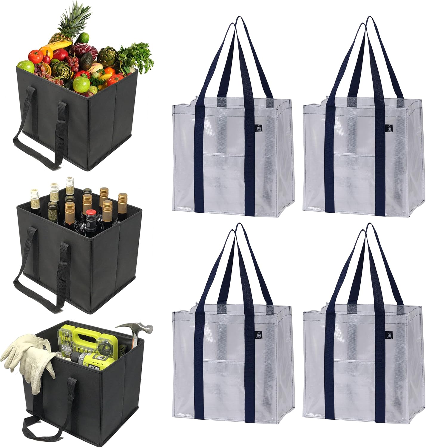 Amazon.com: VENO 7 Pack Heavy-Duty Reusable Grocery Shopping Bags (3 ...