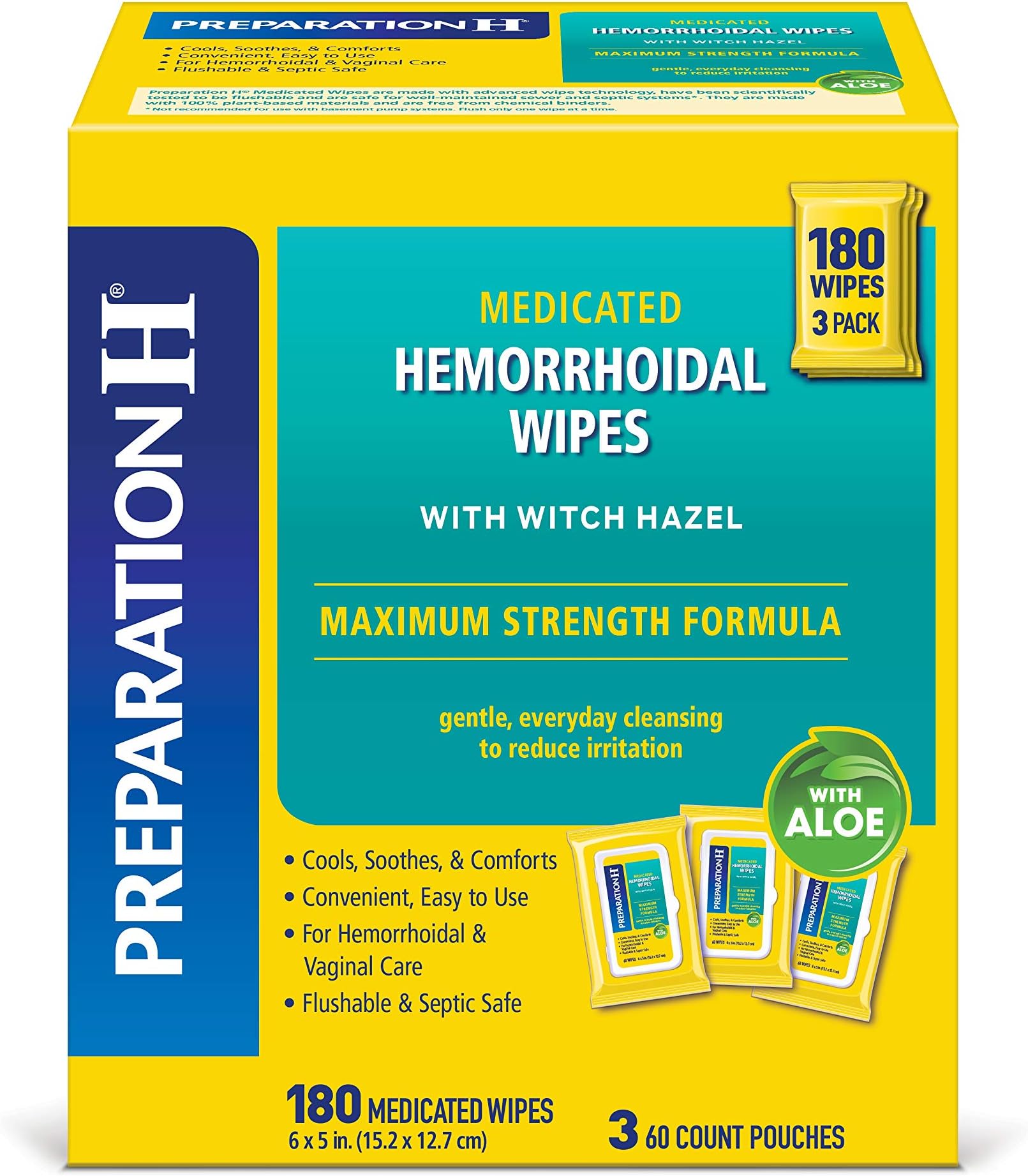 Amazon.com: Preparation H Hemorrhoid Flushable Wipes with Witch Hazel ...