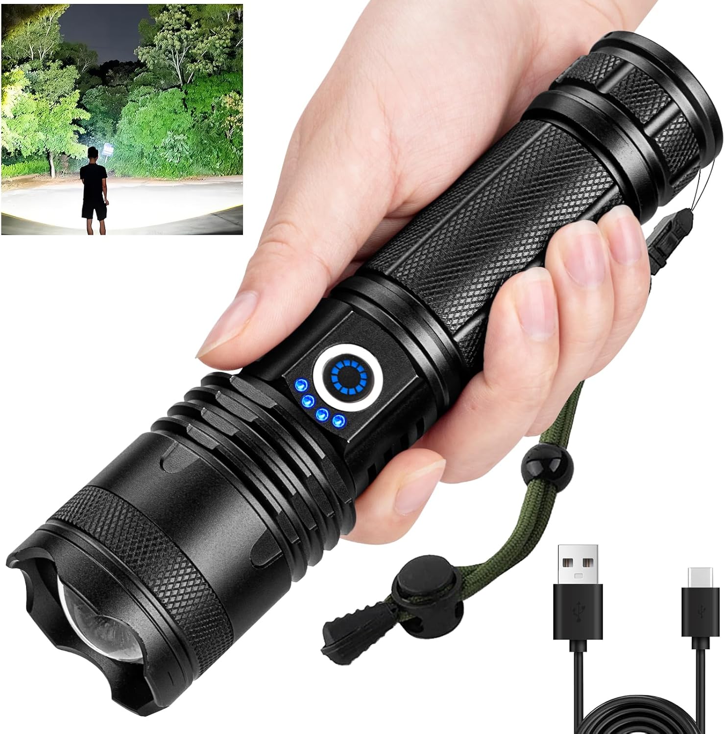 MILAOSHU Flashlights High Lumens - 990000 LM, 12 Hour Rechargeable ...