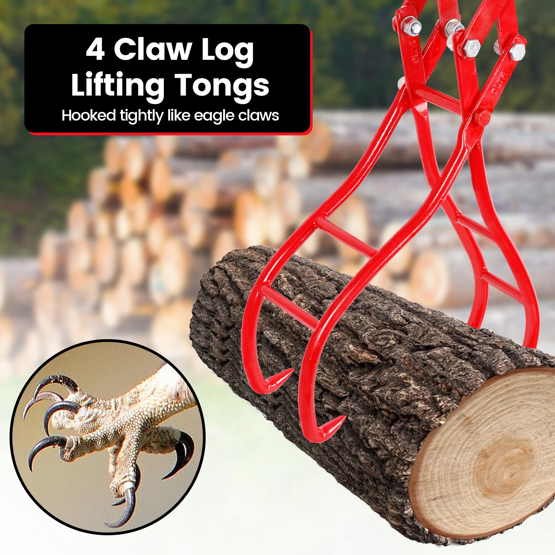 Snapklik.com : Logging Tongs 28 Inch 4 Claw, Swivel Steel Log Tongs ...