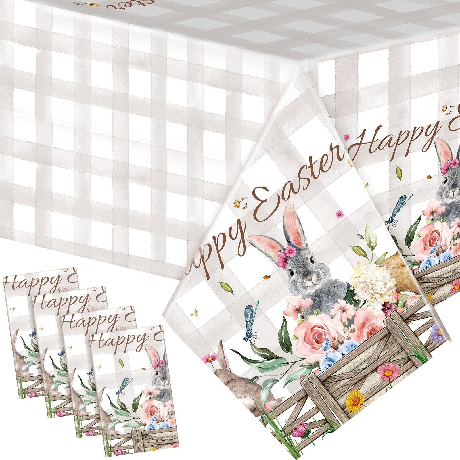 Amazon.com: Patelai 4 Pcs Easter Table Cloth 54 x 108 Rectangle Happy ...