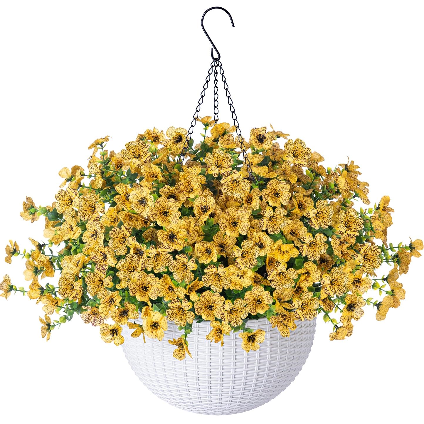 Artificial Faux Fall Hanging Mums Plants Flowers Basket for Outdoor ...