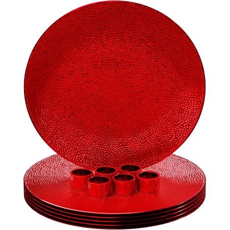 Amazon.com | Metallic Red Bead Charger Plates 13inch,DaCakeWS Set 10PCS ...