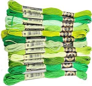 Amazon.com: Chwang 28 Count Green Embroidery Thread Green Embroidery ...