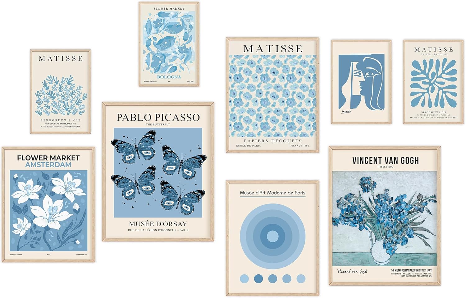 Amazon.com: Blue Wall Art Poster Prints,Set of 9 Matisse Wall Decor for ...