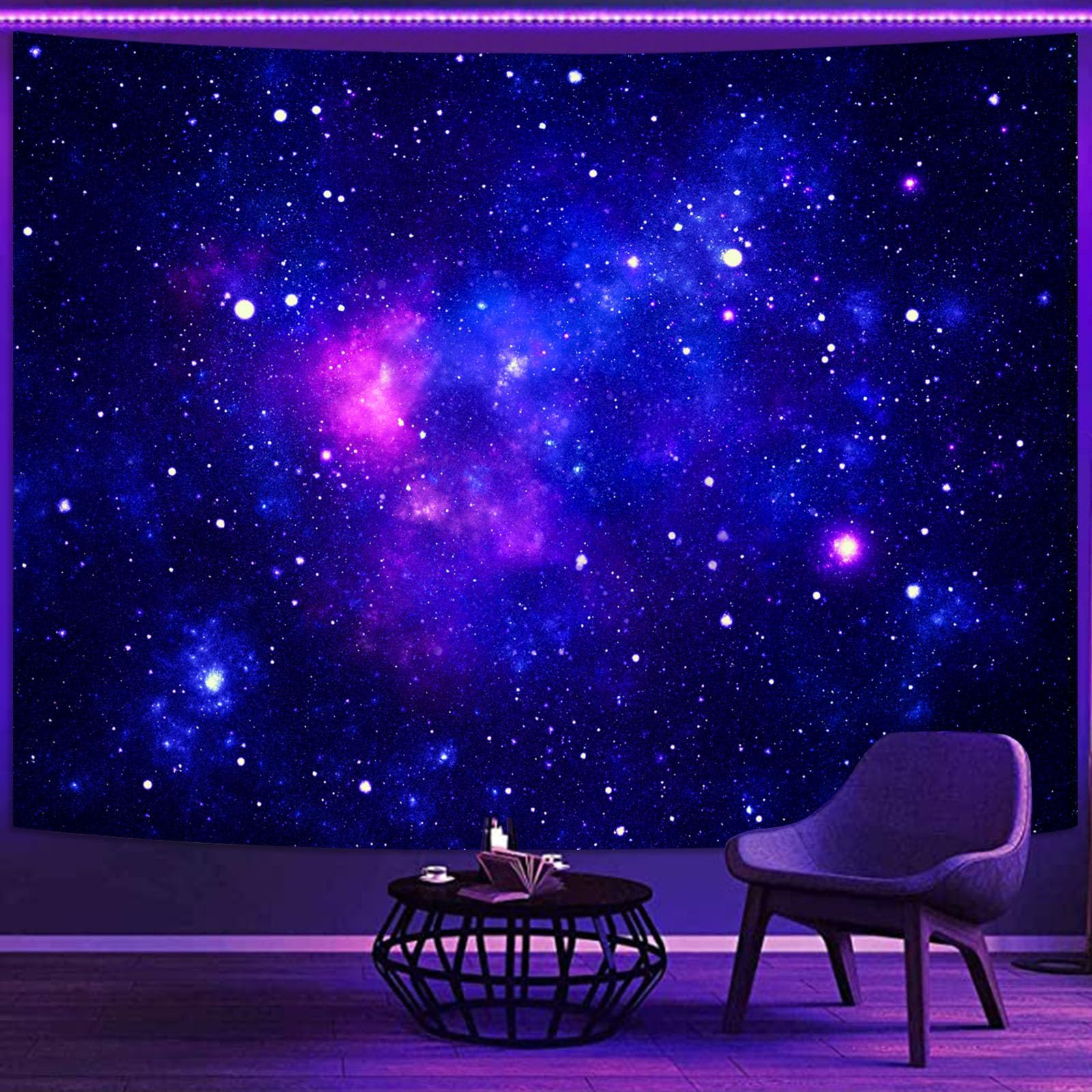 Amazon.com: Faxdong Blacklight Galaxy Universe Space Tapestry, UV ...
