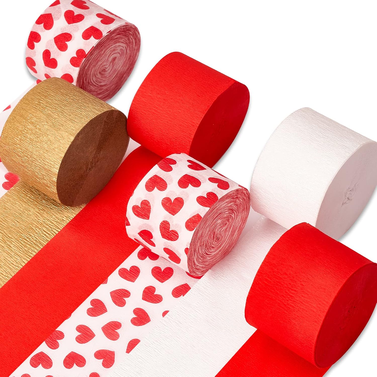 Amazon.com: PartyWoo Red and Gold Crepe Paper Streamers 6 Rolls 492 ft ...