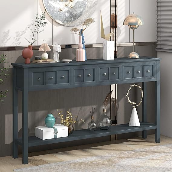 Amazon.com: Merax Farmhouse Long Entryway Table with Storage Drawers ...