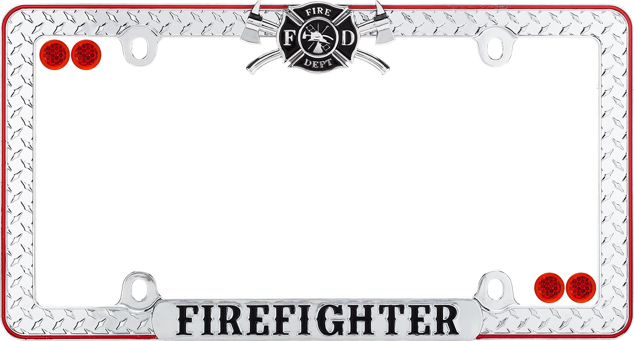 Amazon.com: Premium Firefighter Diamond Metal License Plate Frame Cover ...