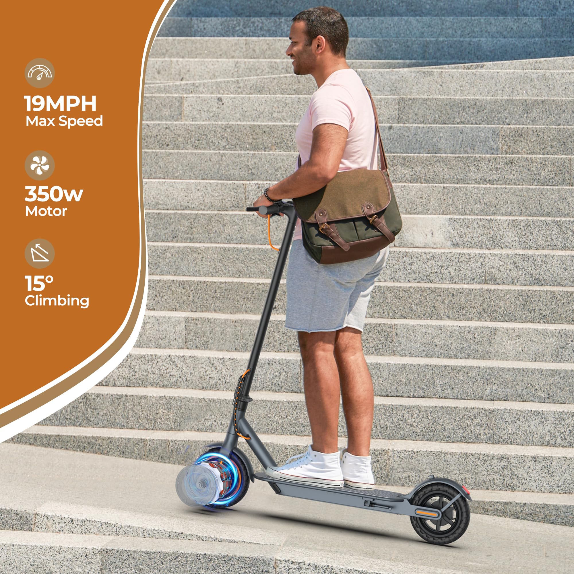 Snapklik.com : Electric Scooter, 350W Motor, 21-23 Miles Long Range, 19 ...
