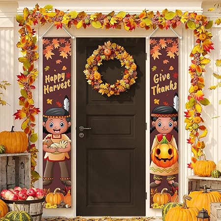 Amazon.com : Happy Thanksgiving Porch Sign Banners Welcome Sign, Fall ...