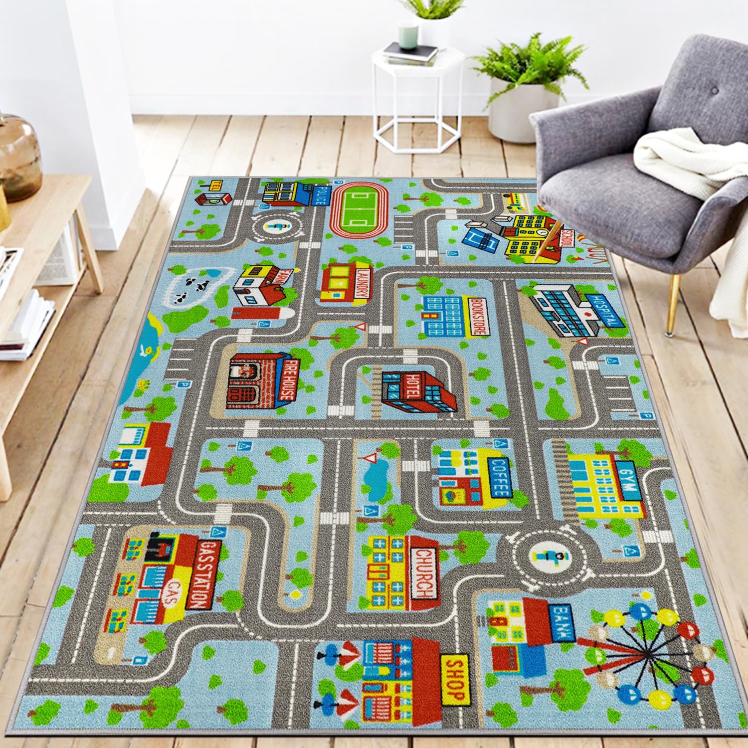 Amazon.com: VSIWB Educational Road Traffic Carpet Kids Carpet Playmat ...